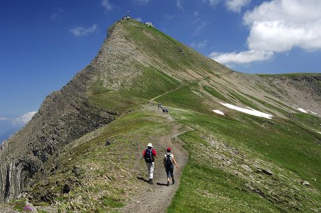 Hikers On Way Faulhorn Summit Bernese Editorial Stock Photo - Stock ...