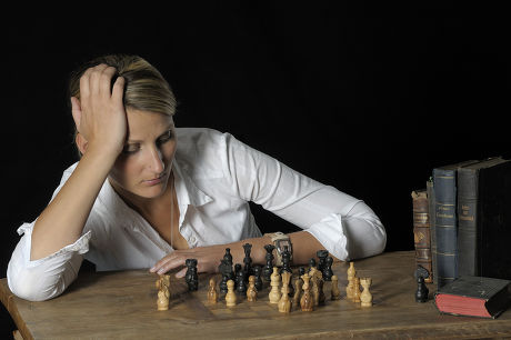 Model Released Blonde Woman Playing Chess Editorial Stock Photo - Stock ...