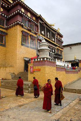 Tibetan Buddhist Monks Red Robes Front Editorial Stock Photo - Stock ...