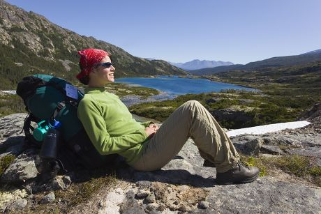 Model Released Young Woman Hiker Backpacker Editorial Stock Photo ...