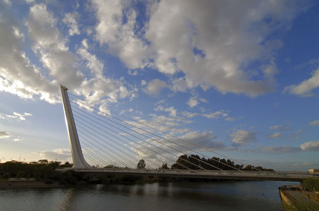 Clouds Above Alamillo Bridge Puente Del Editorial Stock Photo - Stock ...