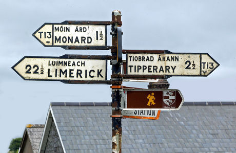 Road Signs Tipperary Limerick Monard Editorial Stock Photo - Stock ...