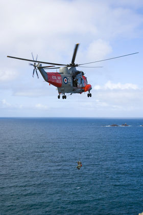 Royal Navy Rescue Helicopter Lands End Editorial Stock Photo - Stock ...