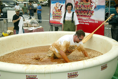 Human Bean Dip Contest Jumping Into Editorial Stock Photo - Stock Image ...