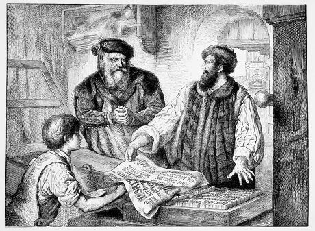 Johannes Gutenberg Examining First Proof Printing Editorial Stock Photo ...