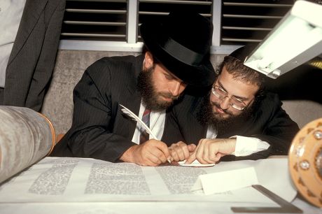 Hebrew Scribe Final Writing Torah Scroll Editorial Stock Photo - Stock ...