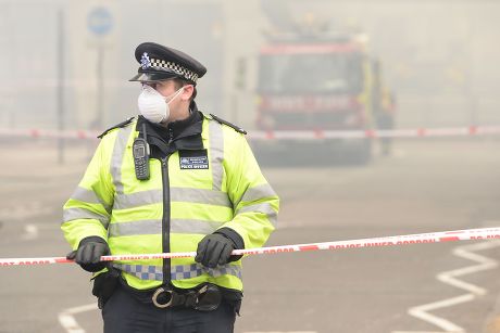 Police Scene Wearing Facemasks Prevent Smoke Editorial Stock Photo ...