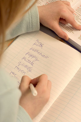 Model Released Girl Practising Her Spelling Editorial Stock Photo ...