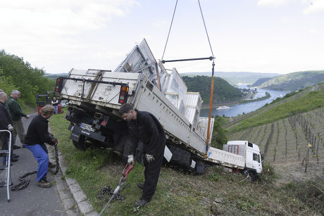 Salvage Team Drags Truck Loaded Construction Editorial Stock Photo ...