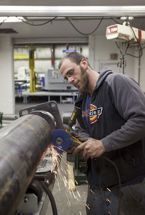 Worker Manufactures Windspire Wind Turbines Mariah Editorial Stock ...