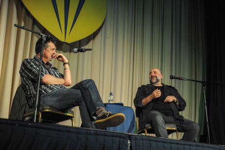 English Novelist Mark Billingham Interviewing Comedian Editorial Stock ...