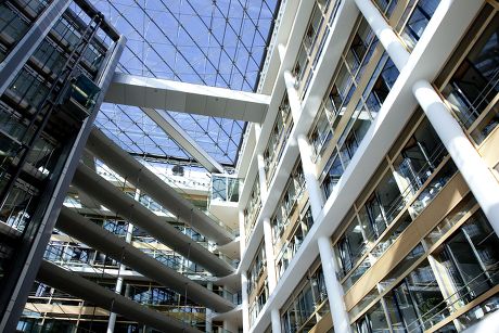 Interior Lobby Atrium Headquarters Pharmaceutical Company Editorial ...