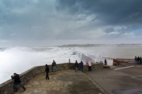 Waves Breaking On Socoa Dyke During Editorial Stock Photo - Stock Image ...