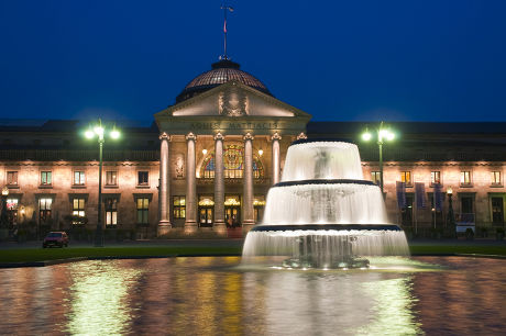 Bowling Green Fountain Night Dusk Kurhaus Editorial Stock Photo - Stock ...
