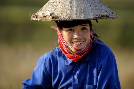 Smiling Vietnamese Woman Reed Hat Rice Editorial Stock Photo - Stock ...