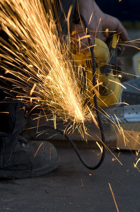 Cutting Grinding Work Flying Sparks Editorial Stock Photo - Stock Image ...