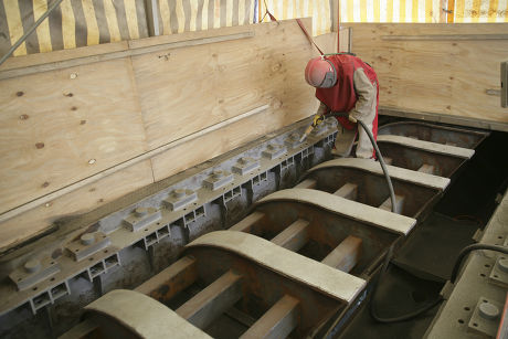Worker Using Sandblaster Suedbruecke Bridge Koblenz Editorial Stock ...