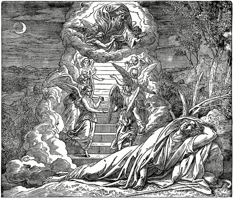 Woodcut Dream Jacobs Ladder Genesis 28 Editorial Stock Photo - Stock ...