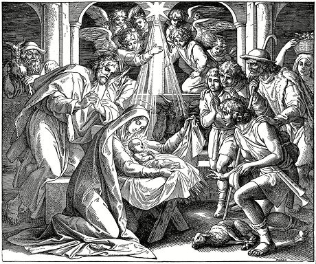 Woodcut Nativity Christ Gospel Luke 2 Editorial Stock Photo - Stock ...