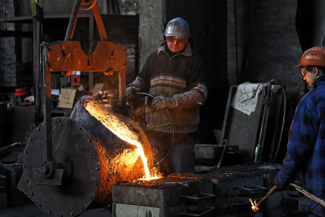 Founder Tipping Small Crane Ladle Molten Editorial Stock Photo - Stock ...