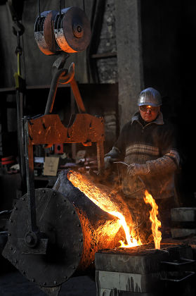 Founder Tipping Small Crane Ladle Molten Editorial Stock Photo - Stock ...