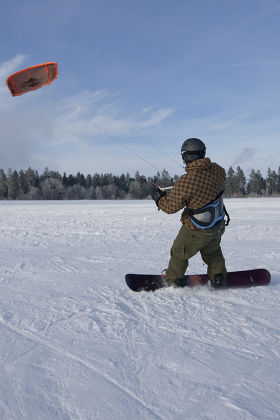 Snowkiter Snowkiting Wasserkuppe Plateau Rhoen Mountains Editorial ...