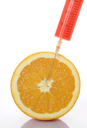 Syringe Orange Symbol Genetically Engineered Food Editorial Stock Photo ...