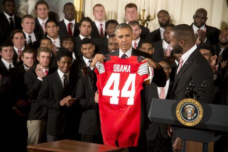 President Barack Obama Holding Presentation Football Editorial Stock ...