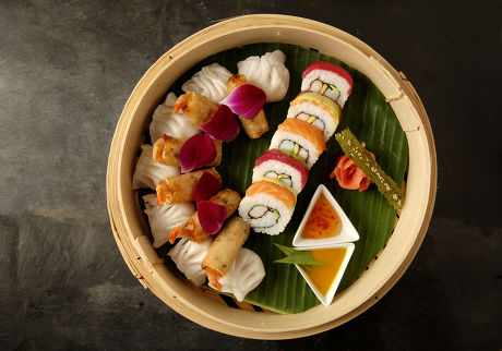 Dim Sum Spring Rolls California Rolls Editorial Stock Photo - Stock ...