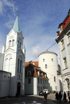 Dievmates Baznica Church Tower Riga Castle Editorial Stock Photo ...