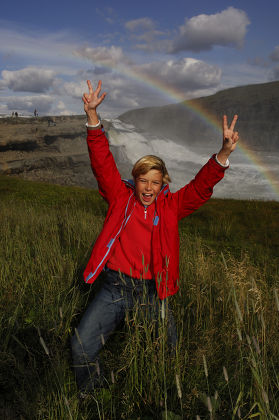 Model Released Child Jubilating Under Rainbow Editorial Stock Photo ...