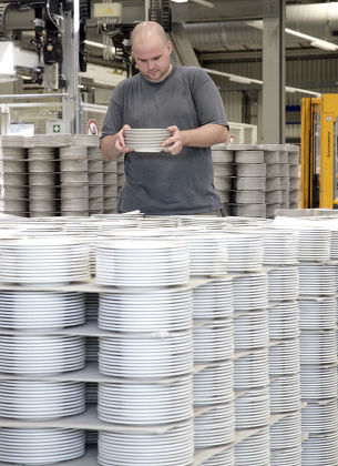 Employee Checking Plates Warehouse Crockery Production Editorial Stock ...