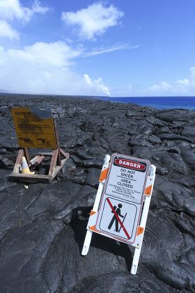 Cooled Lava Warning Signs Volcano Park Editorial Stock Photo - Stock ...