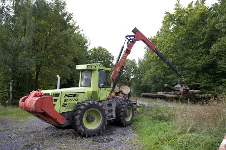 Lumberman Using Machine Transport Logs On Editorial Stock Photo - Stock ...
