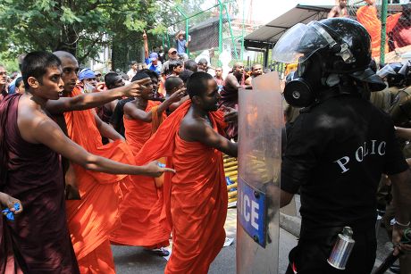 Group Student Buddhist Monks Argue Antiriot Editorial Stock Photo ...