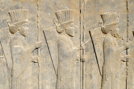 Basrelief Persian Soldiers Achaemenid Archeological Site Editorial ...