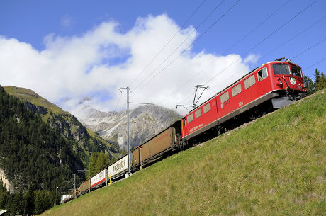 Rhaetische Bahn Rhb Railway Freight Train Editorial Stock Photo - Stock ...
