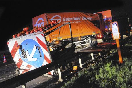 Truck Crashes Into Construction Site Securing Editorial Stock Photo ...