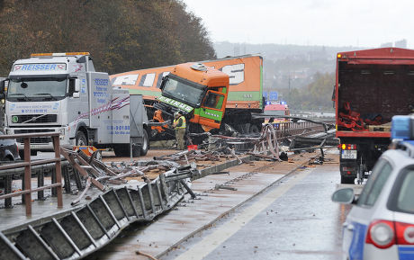 Severe Truck Accident On A8 Autobahn Editorial Stock Photo - Stock ...