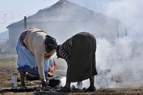 Women Cooking Over Open Fire Front Editorial Stock Photo - Stock Image ...
