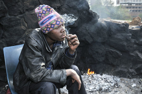 Homeless Immigrant Mozambique Consuming Drugs Marijuana Editorial Stock ...