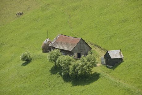 Single Farm Surrounded By Meadows Dispersed Editorial Stock Photo ...