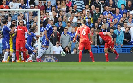 Liverpools Steven Gerrard Scores Header Make Editorial Stock Photo ...
