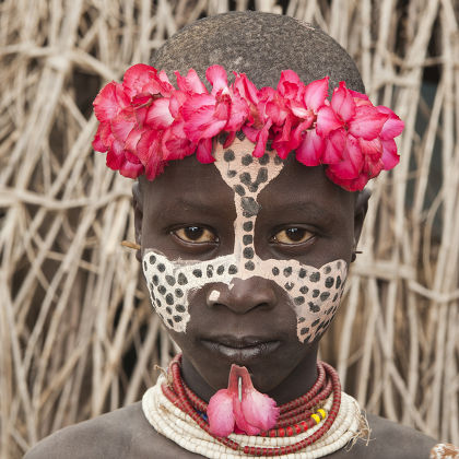 Karo Girl Floral Headband Facial Paintings Editorial Stock Photo ...