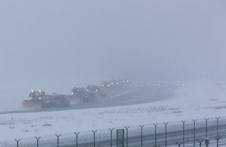 Snowploughs On Starting Landing Strip Strong Editorial Stock Photo ...