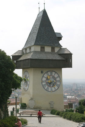 13th Century Uhrturm Clock Tower On Editorial Stock Photo - Stock Image ...