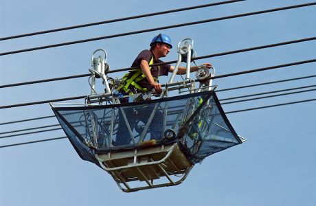 Worker Replacing Working On National Grid Editorial Stock Photo - Stock ...