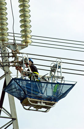 Worker Replacing Working On National Grid Editorial Stock Photo - Stock ...