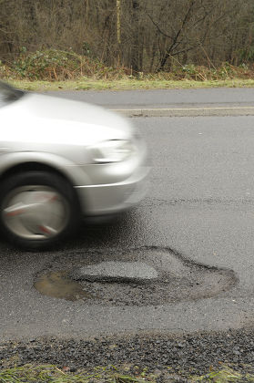 Car Driving Past Pothole Bergisch Gladbach Editorial Stock Photo ...