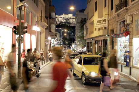 Street Acropolis Distance Athens Greece Editorial Stock Photo - Stock ...